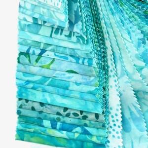 Java Batiks Soft Turquoise Blue Batik Jelly Roll 40 2.5 Inch Fabric ...