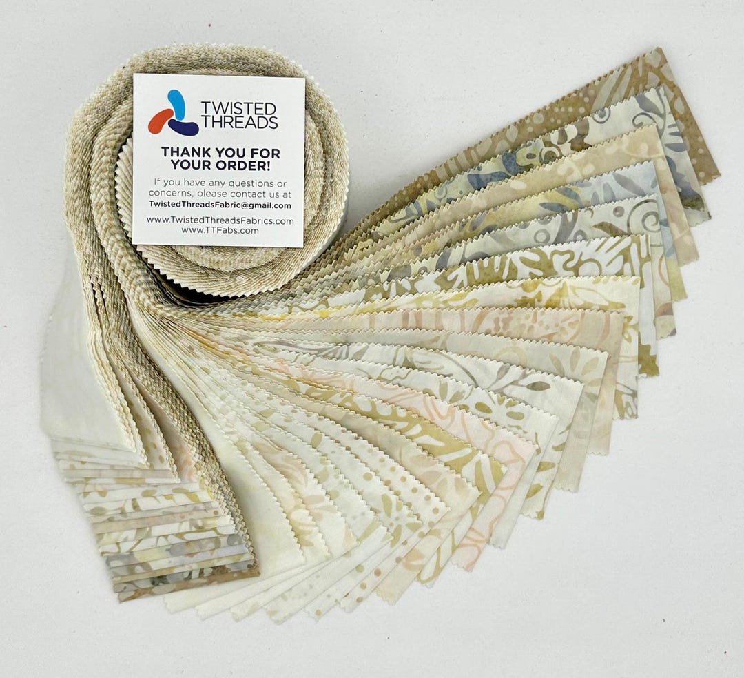 Java Batiks Tan Beige Cream Batik Jelly Roll 40 2.5 Inch Fabric Strips ...