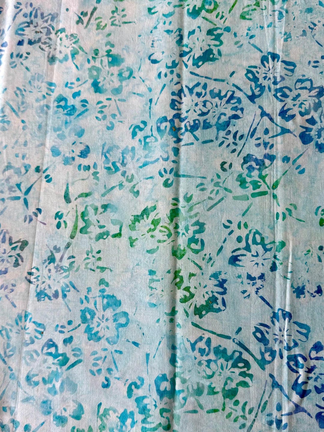 2 YARDS Java Batik Light Turquoise Blue Aqua Geometric Marbled ...