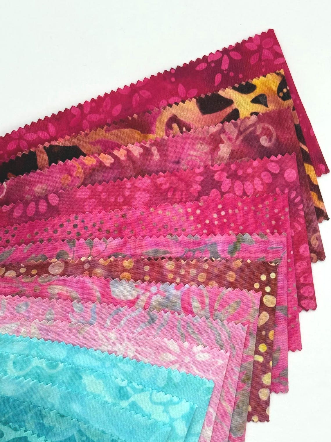 Java Batiks Valentine Pink Turquoise Blue Batik Jelly Roll 40 2.5 Inch ...