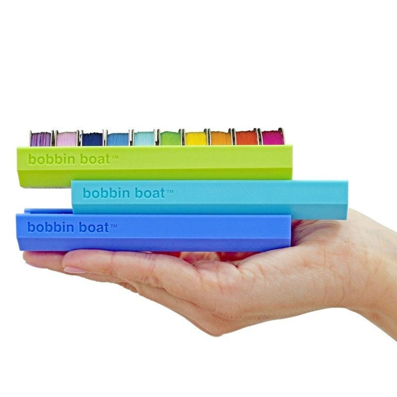DRITZ Bobbin Boat Storage for Sewing Machine Bobbins Blue Green ...