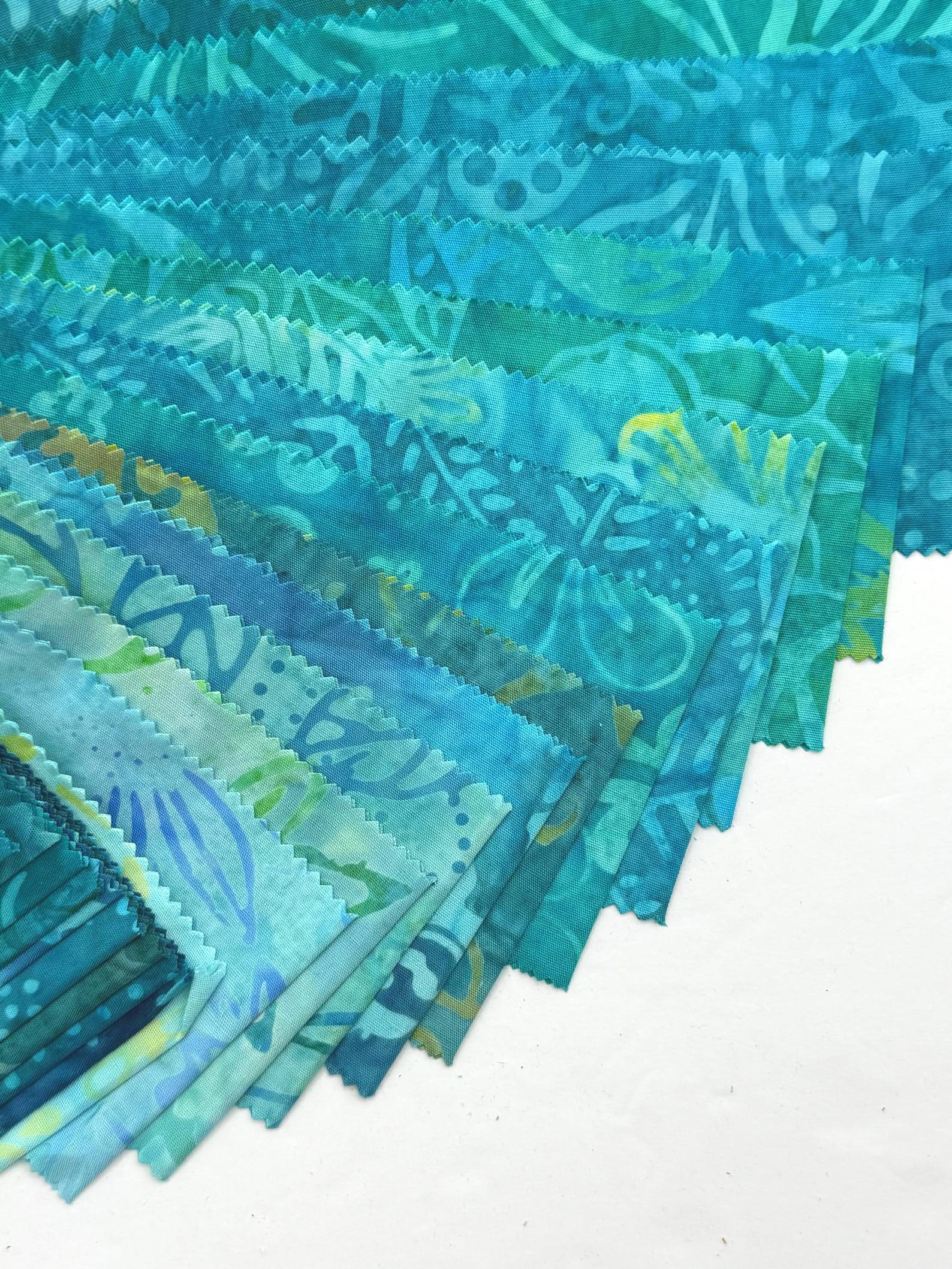 Java Batiks Turquoise Blue Green Batik Jelly Roll 40 2.5 Inch Fabric ...