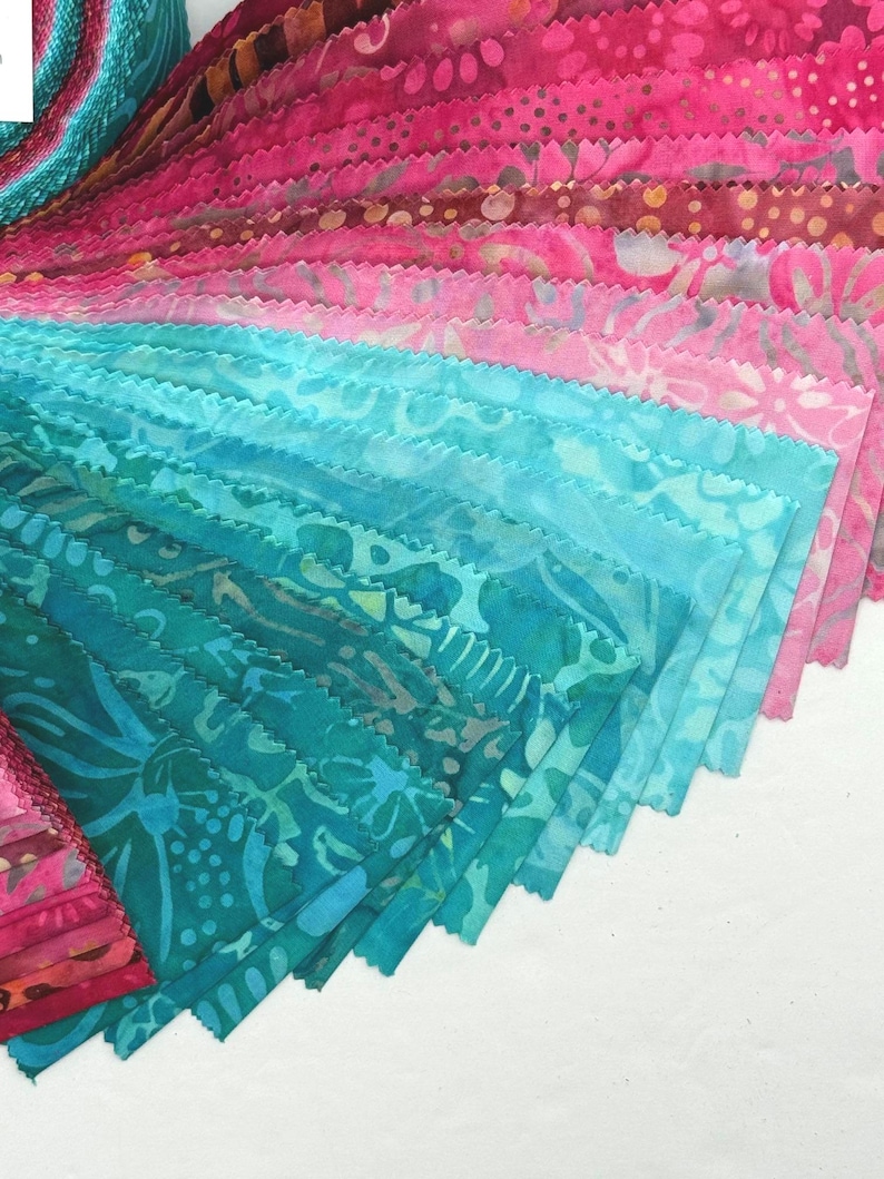 Java Batiks Valentine Pink Turquoise Blue Batik Jelly Roll 40 2.5 Inch ...