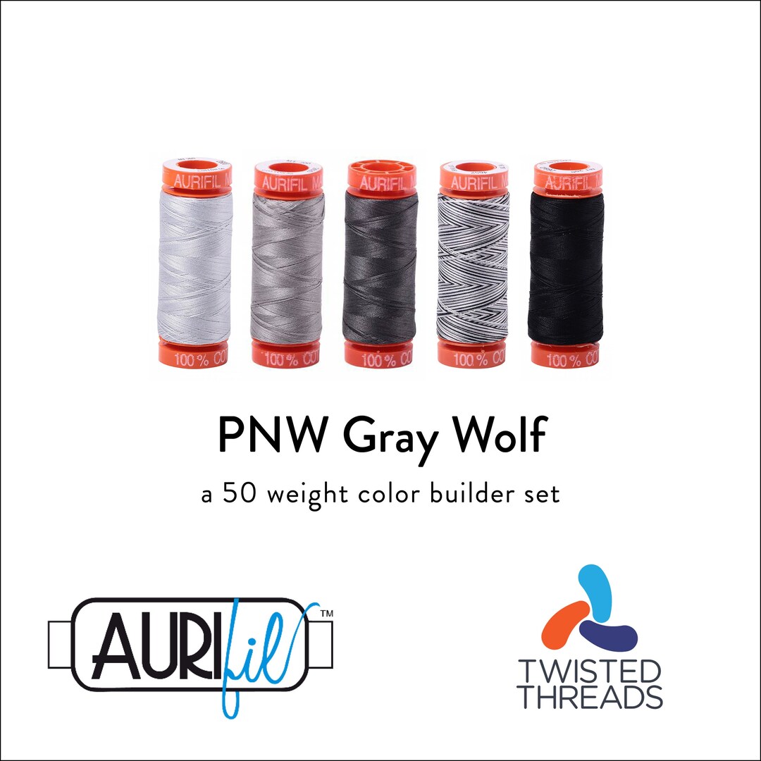 AURIFIL Gray Wolf Color Builder Tan Black Grey 50 Weight 200M 220Y ...