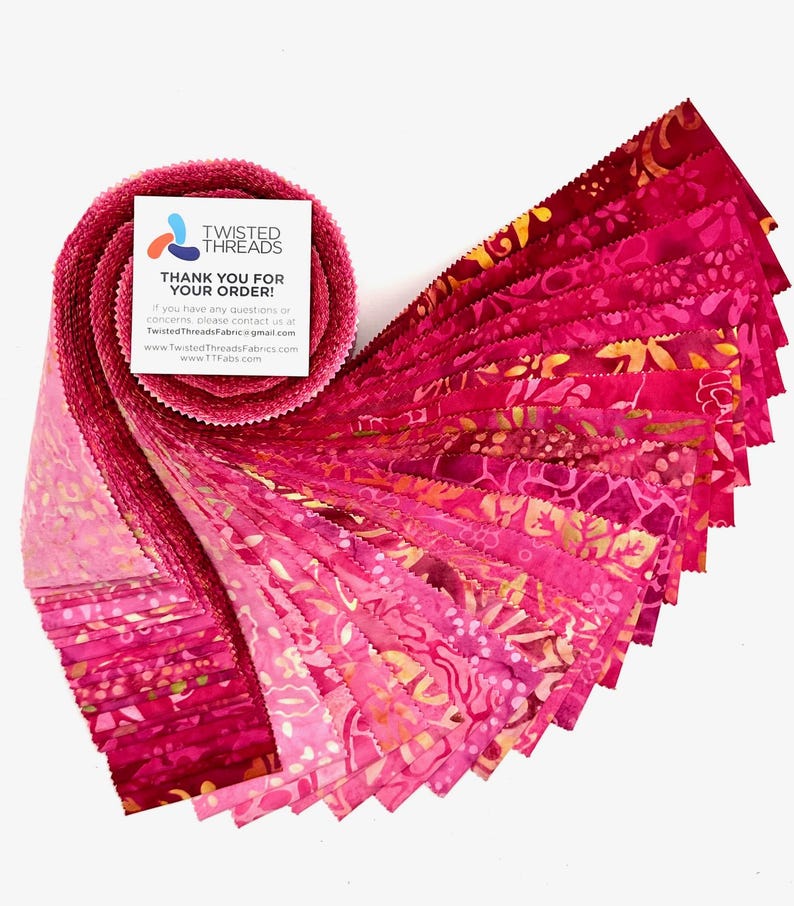 Java Batiks Pink 2 Batik Jelly Roll 40 2.5 Inch Fabric Strips ST-MASJAB ...