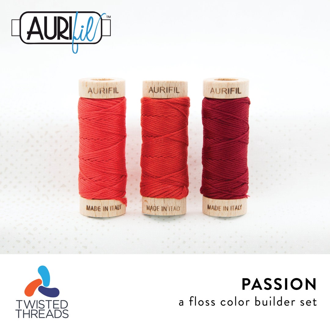 AURIFIL Floss Aurifloss PASSION Color Builder Red MAKO 6 Strand 18 Yards Spool Embroidery Cotton ...