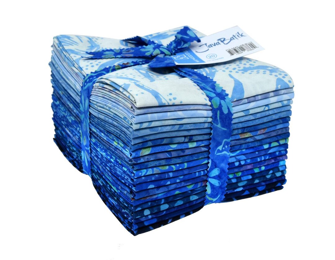Java Batiks Blue Light to Dark Blue Batik Fabric Fat Quarters 20 Fqs ...