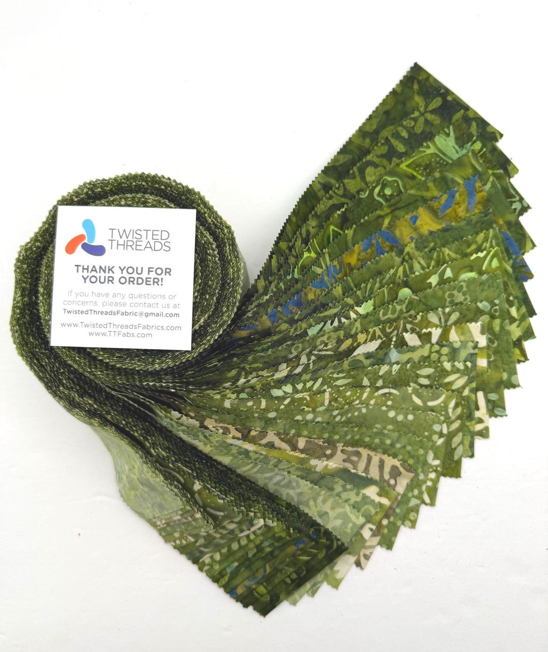 Java Batiks Olive Green Batik Jelly Roll 40 2.5 Inch Fabric Strips ST ...