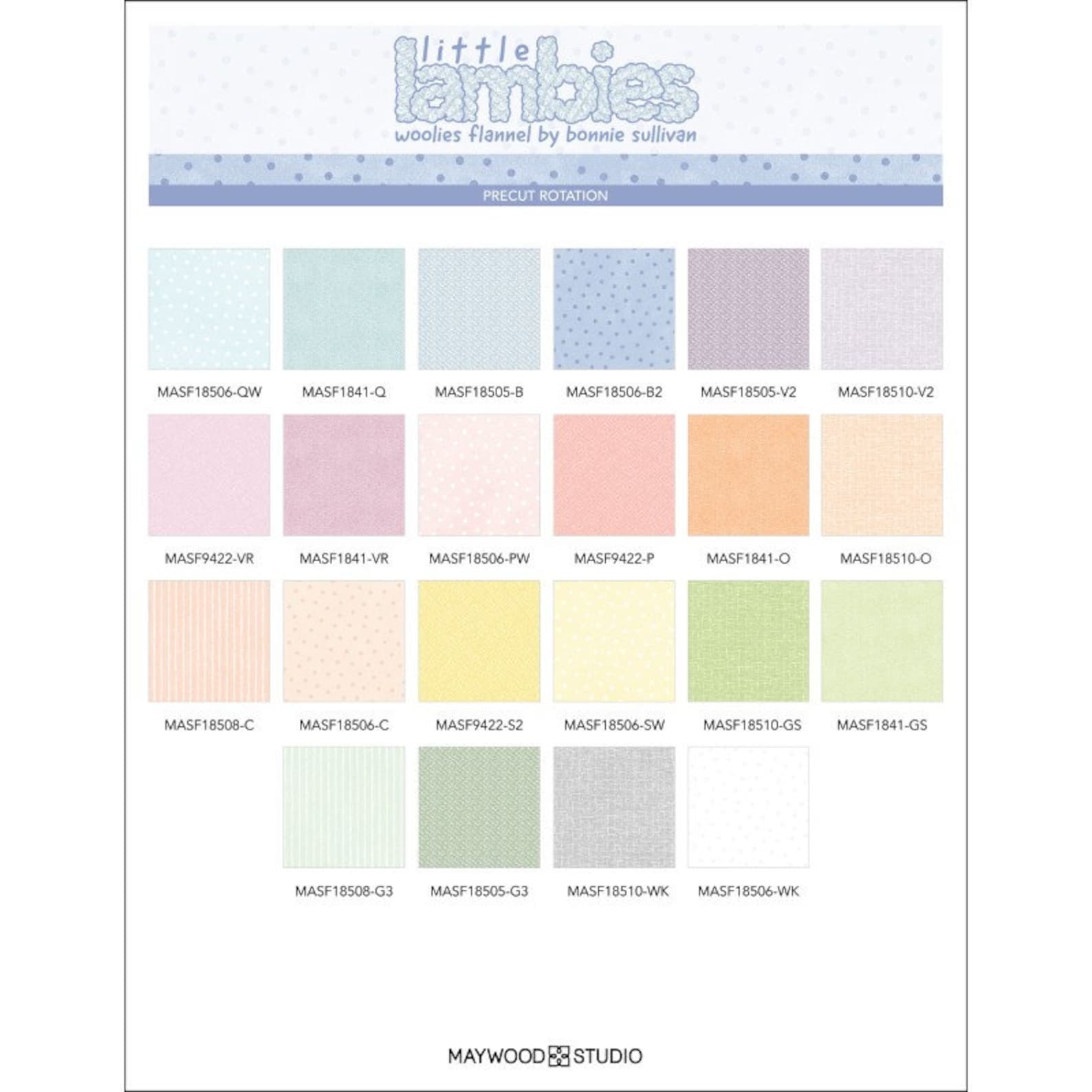 Little Lambies Layer Cake Soft Pastel Palette Maywood Woolies Flannel ...