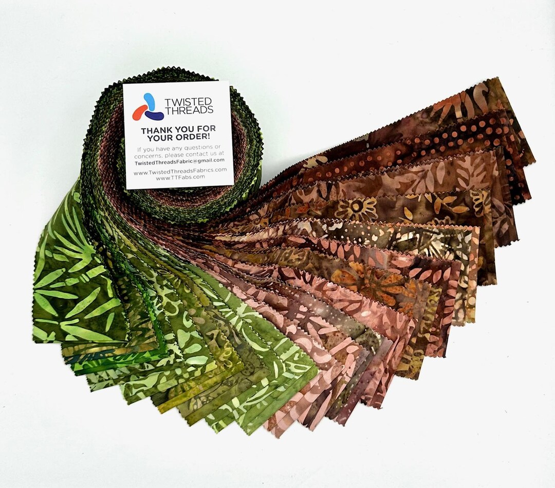 Java Batiks Earth Olive Green Brown Batik Jelly Roll 40 2.5 Inch Fabric ...