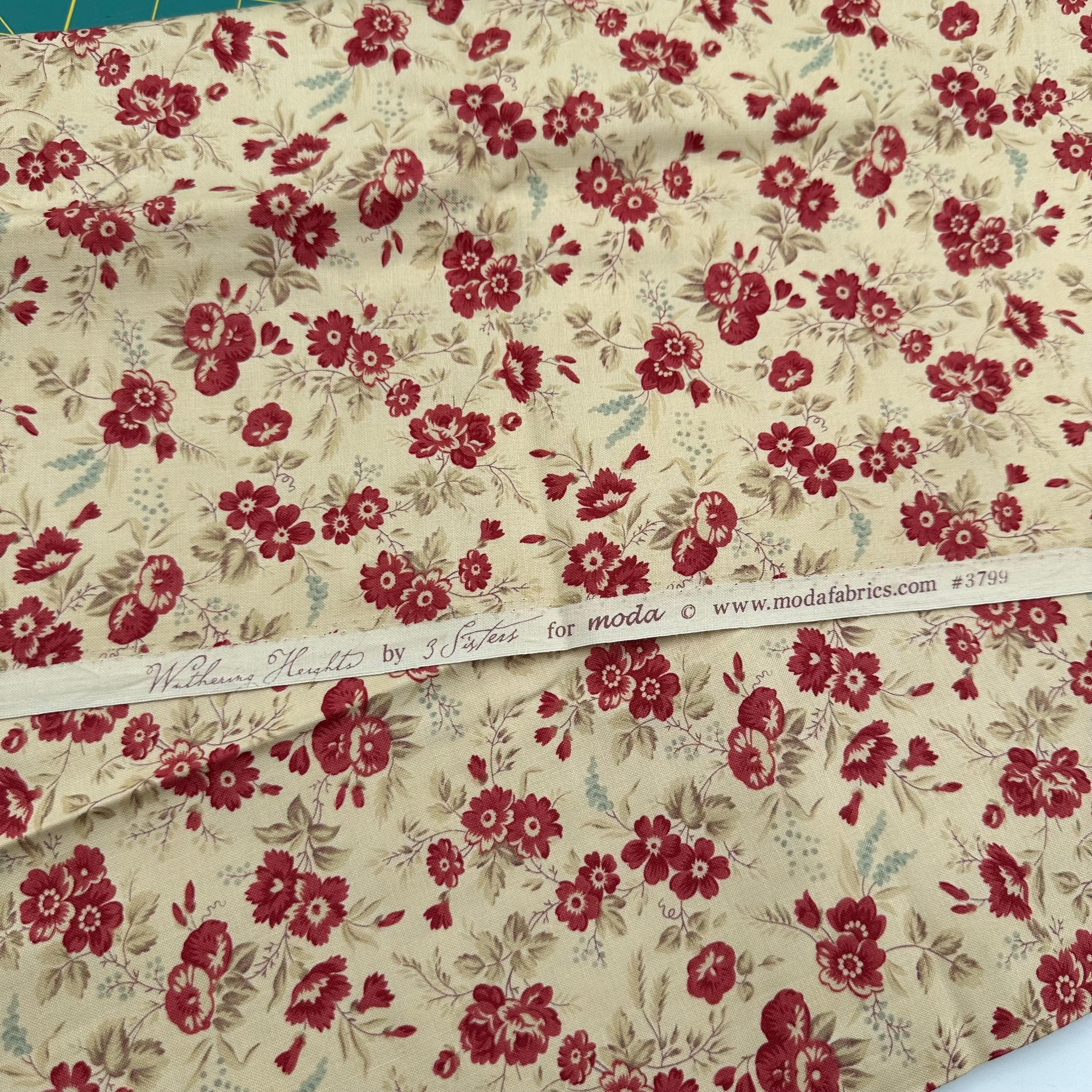 OOP Moda 3 Sisters Wuthering Heights Tea Dye Beige Red Floral Pattern ...