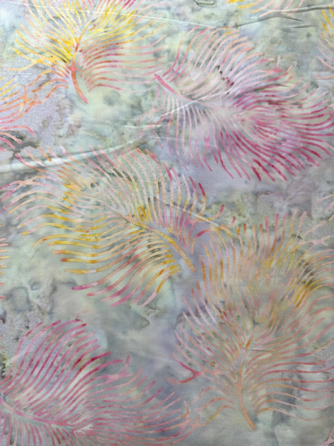 BTY Tonga Batik Light Pastel Rainbow of Color Leaf Leaves Marbled ...