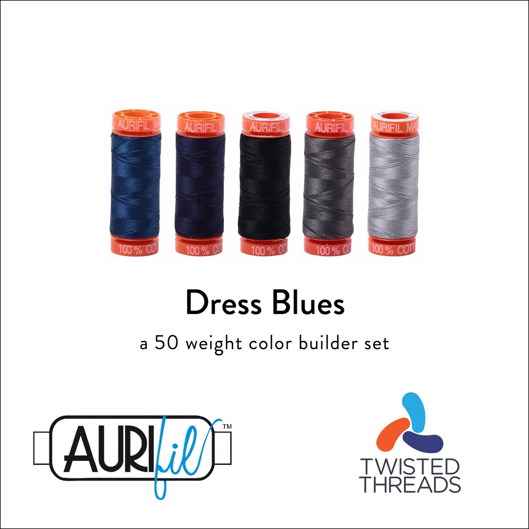 AURIFIL Dress Blues Color Builder Blue Black Grey 50 Weight 200M 220Y ...