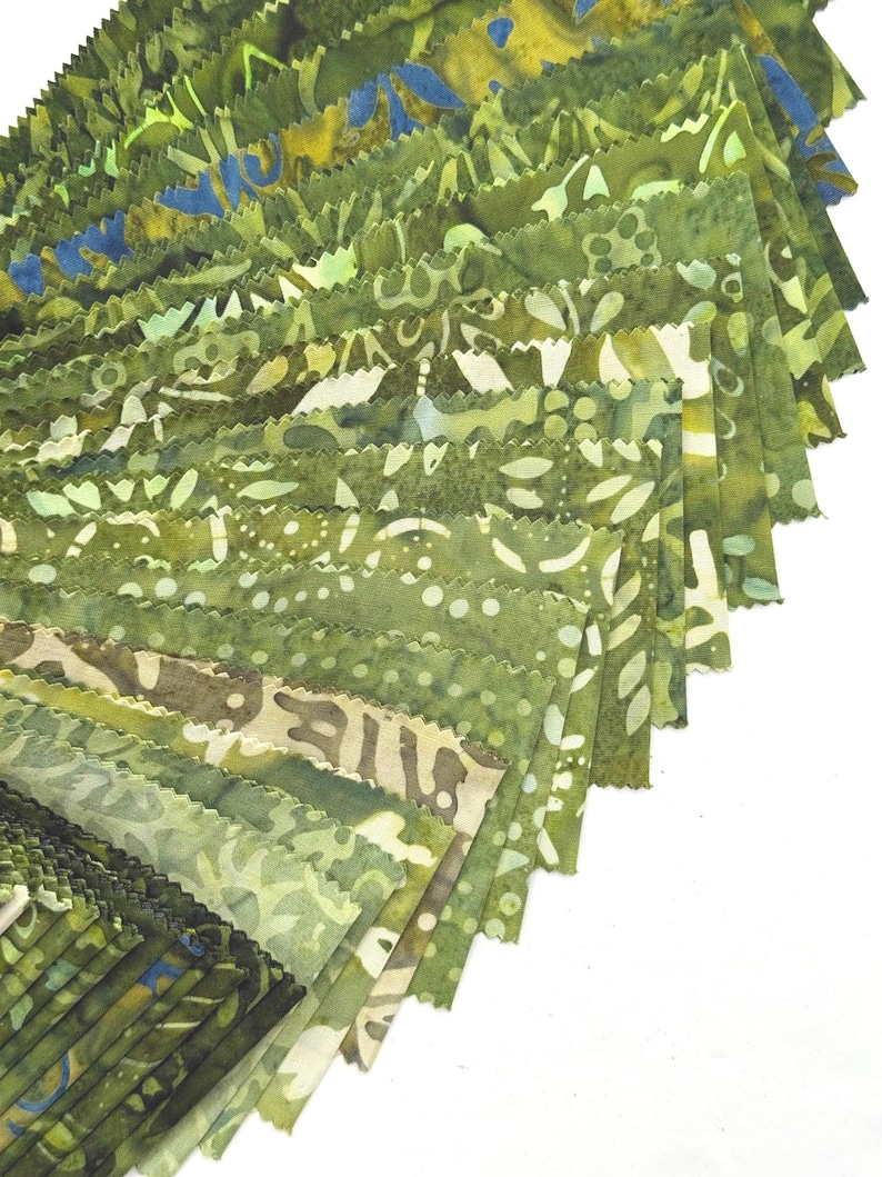 Java Batiks Olive Green Batik Jelly Roll 40 2.5 Inch Fabric Strips ST ...