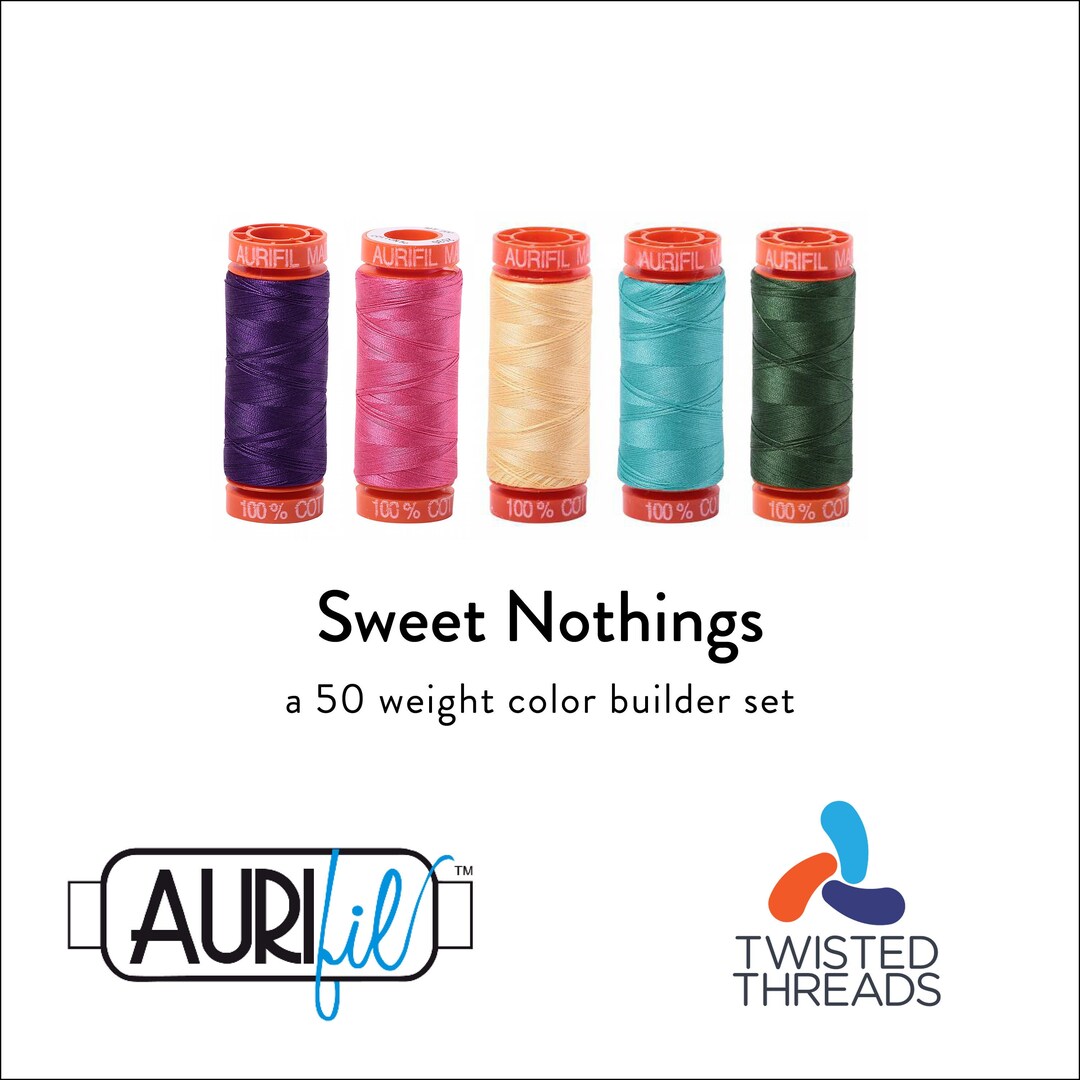 AURIFIL Sweet Nothings Color Builder Pink Green Teal 50 Weight 200M 220 ...