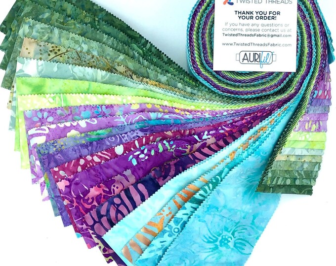 Java Batiks Rainbow Green Blue Yellow Orange Pink Purple Batik Jelly ...