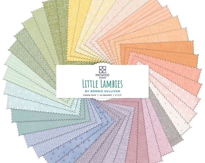 Little Lambies Charm Soft Pastel Palette Maywood Woolies Flannel Teal ...