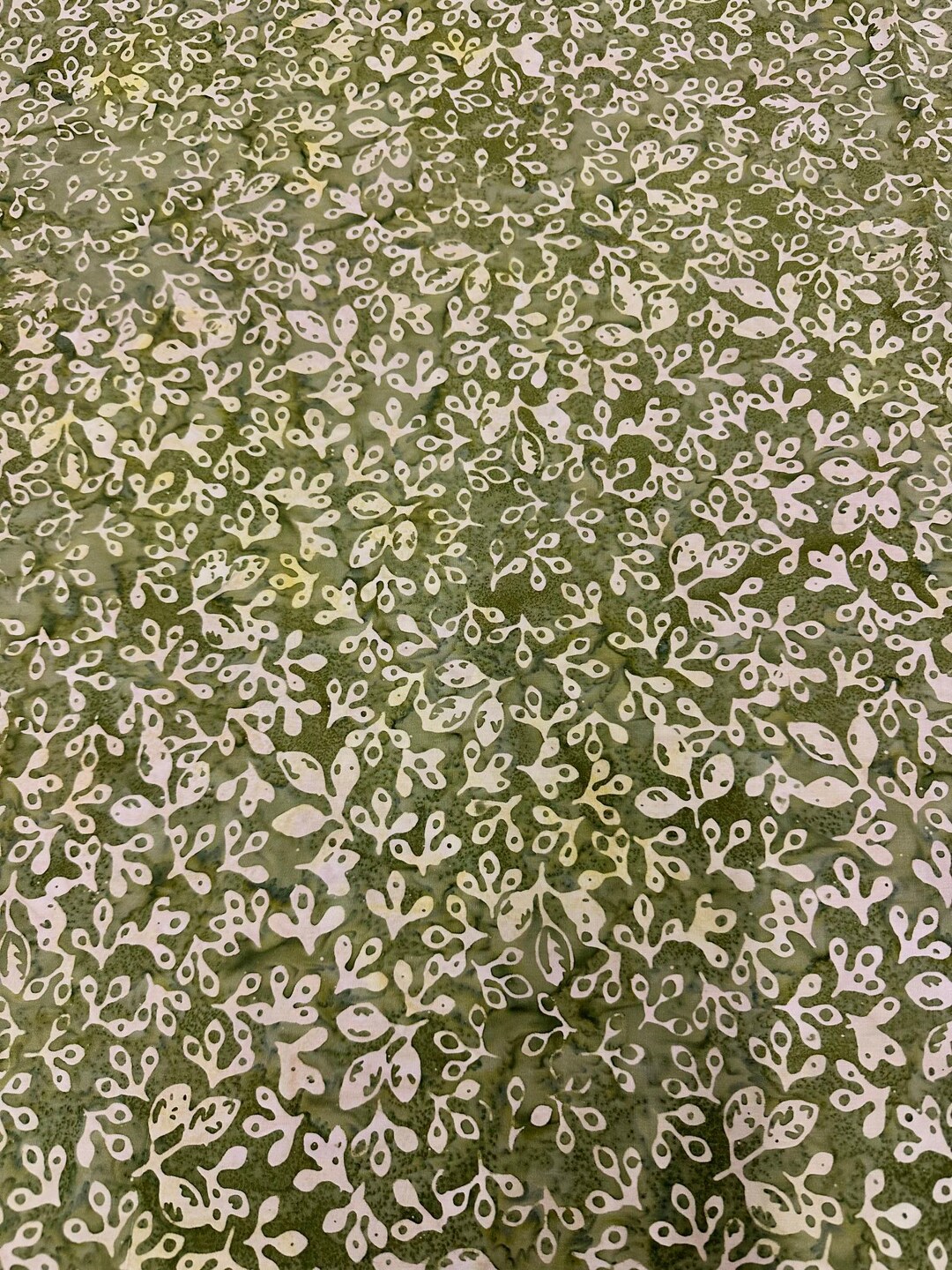 BTHY Java Batik Medium Sage Green Leaf Leafy Marbled Watercolors Batik ...