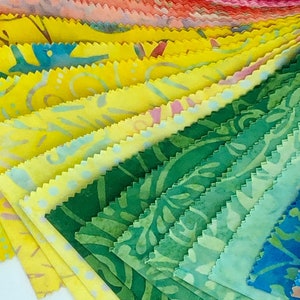 Java Batiks Rainbow Green Blue Yellow Orange Pink Purple Batik Jelly ...