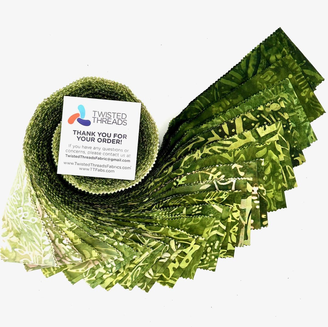 Java Batiks Olive Green Batik Jelly Roll 40 2.5 Inch Fabric Strips ST ...