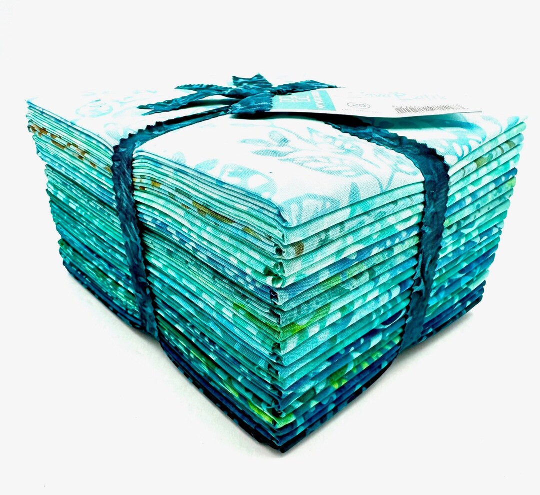 Java Batiks Turquoise Blue Light to Dark Turquoise Version 2 Batik Fat ...