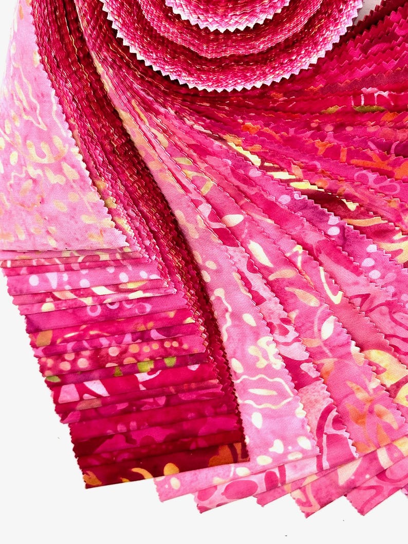 Java Batiks Pink 2 Batik Jelly Roll 40 2.5 Inch Fabric Strips ST-MASJAB ...
