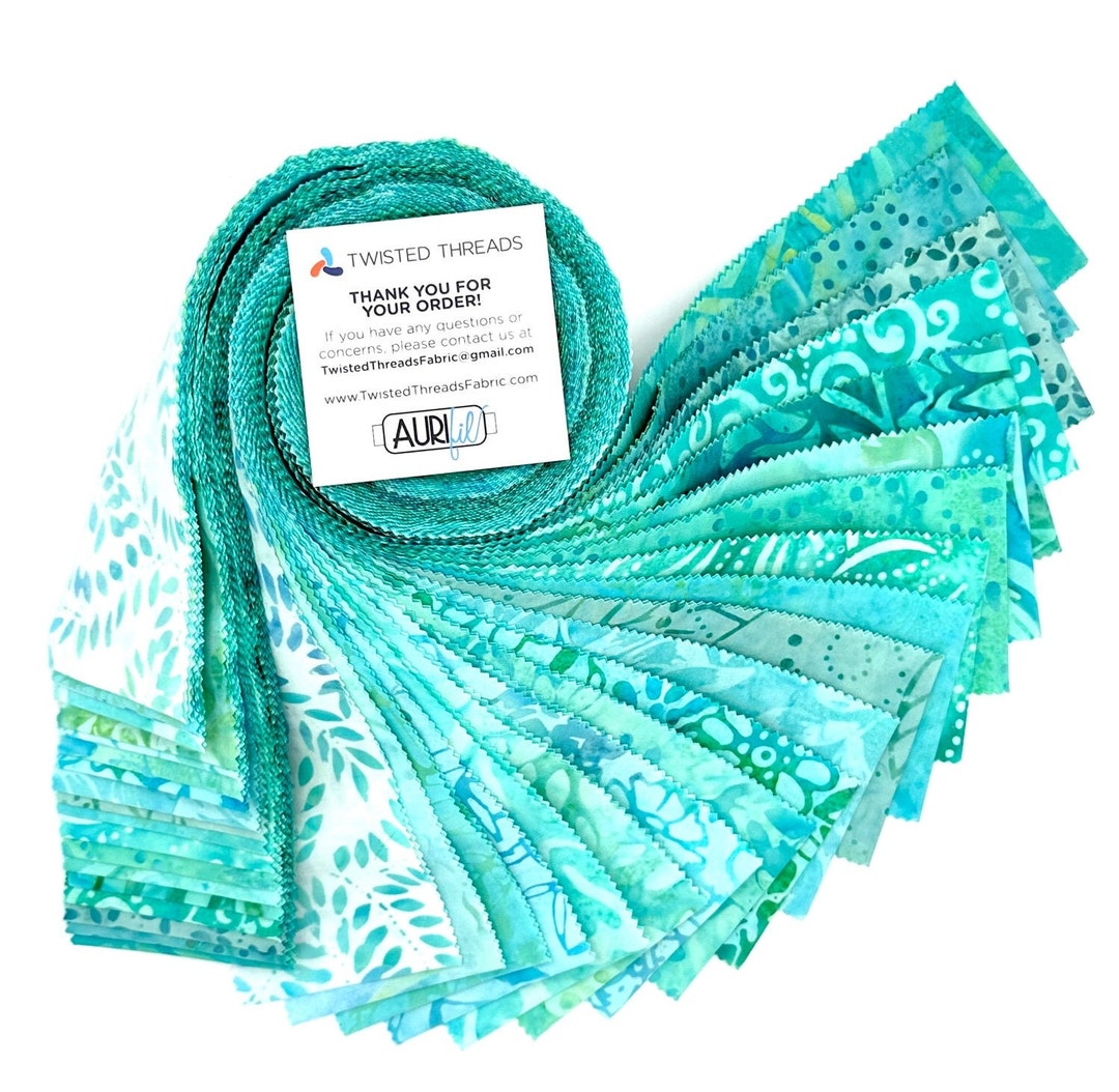 Java Batiks Soft Turquoise Blue Batik Jelly Roll 40 2.5 Inch Fabric ...