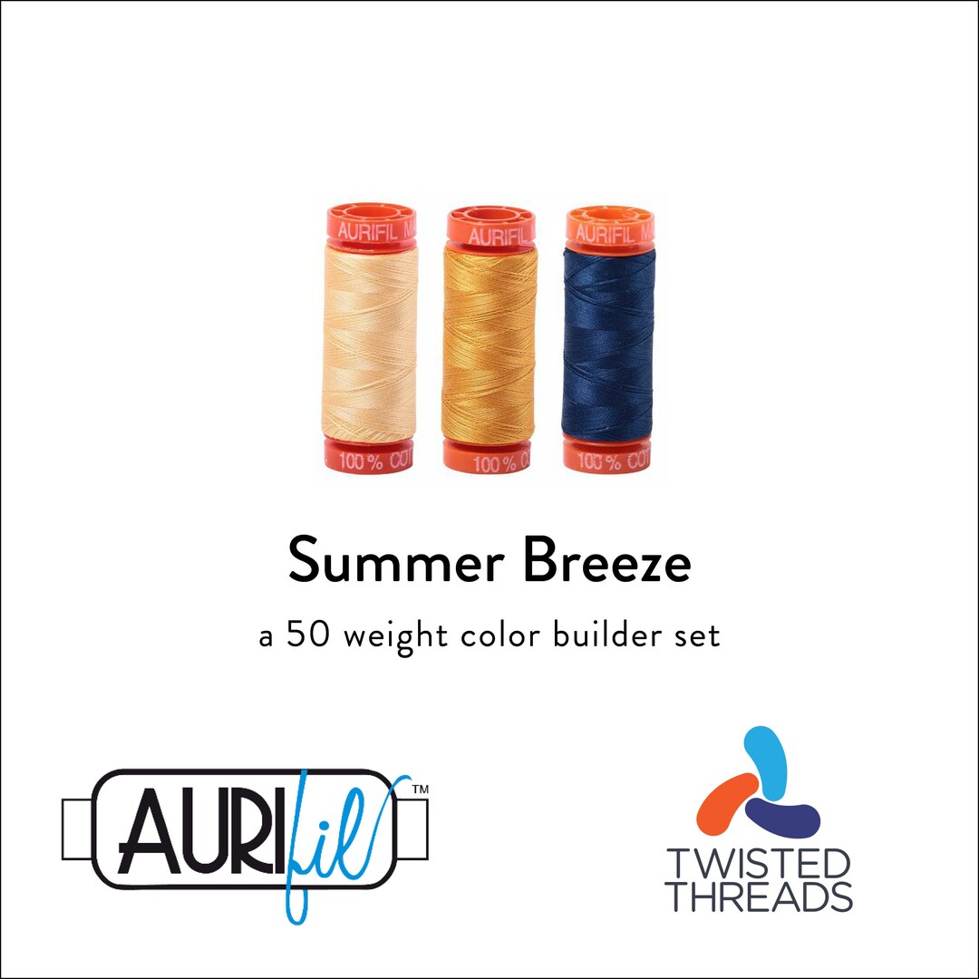 AURIFIL Summer Breeze Color Builder Gold Yellow Blue 50 Weight Wt 200M ...