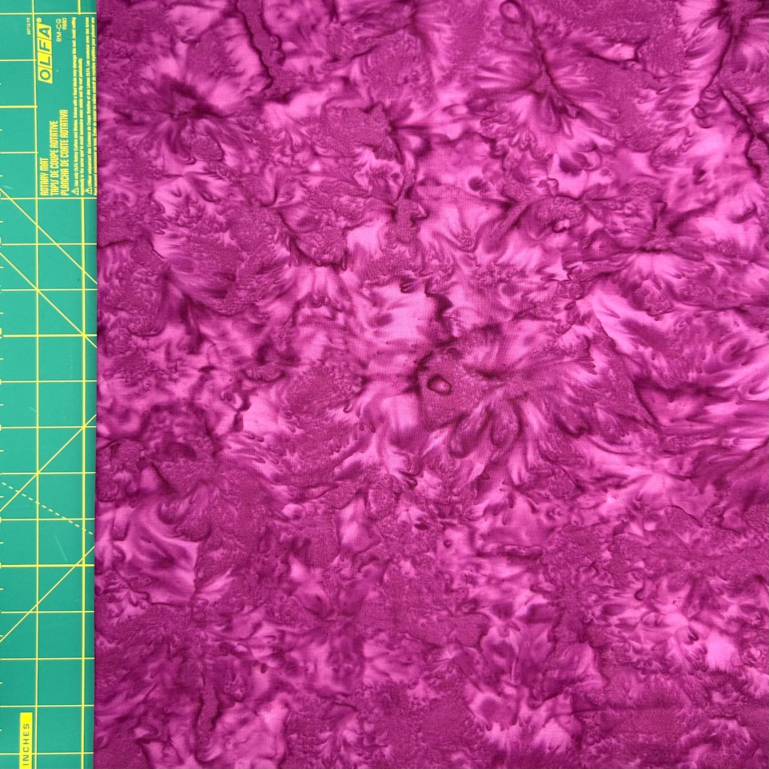 3 YARDS Java Batik Berry Magenta Pink Solid Mottled Marbled Watercolors ...