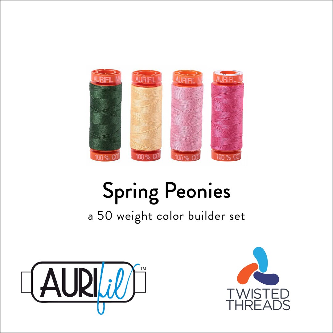 AURIFIL Spring Peonies Color Builder Pink Green Yellow 50 Weight 200M ...
