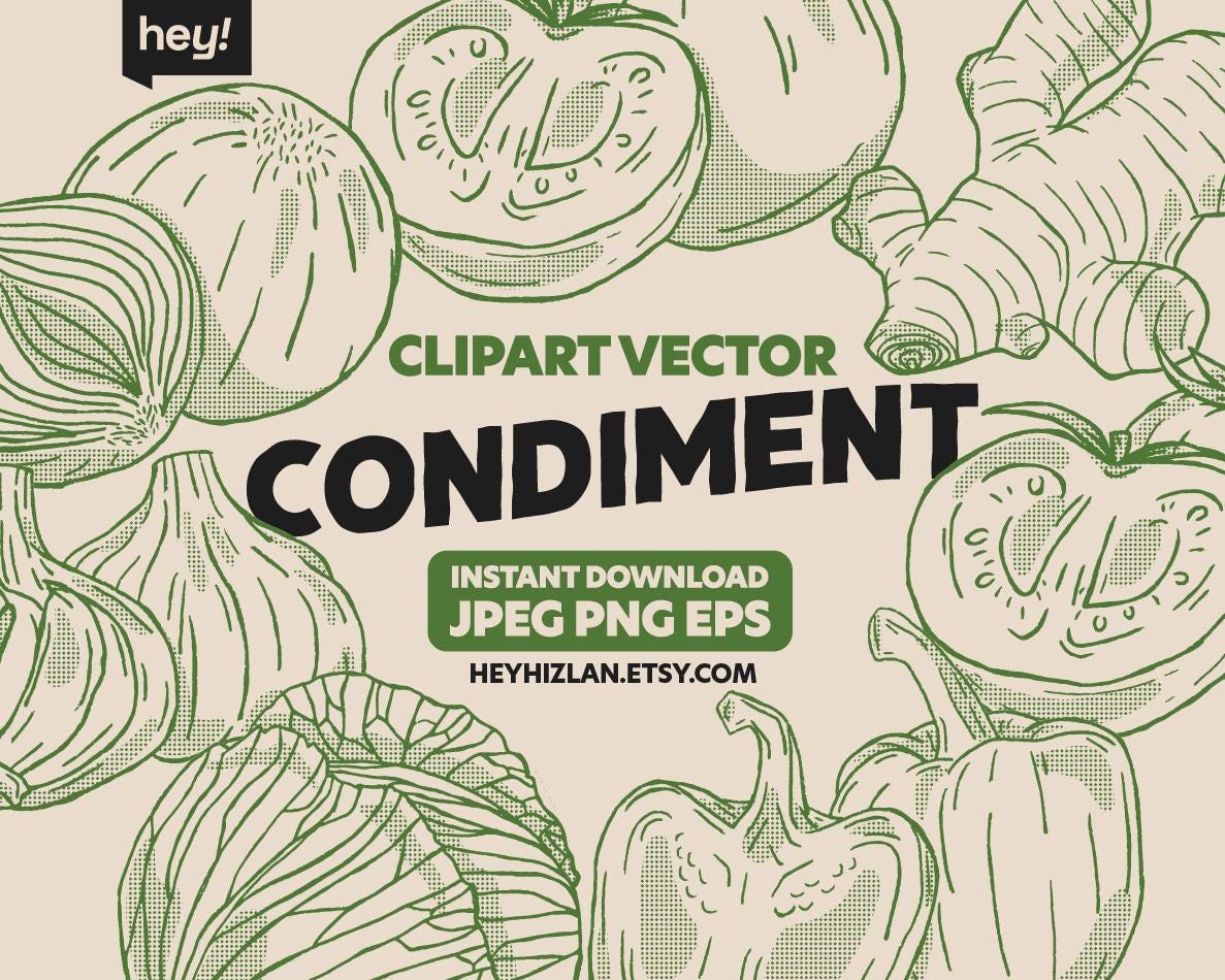 Cooking Condiments Vegetables Recipe Ingredients Hand Drawing Line Art ...