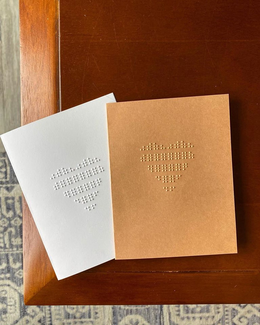 Braille Heart Greeting Card, White or Brown - Etsy