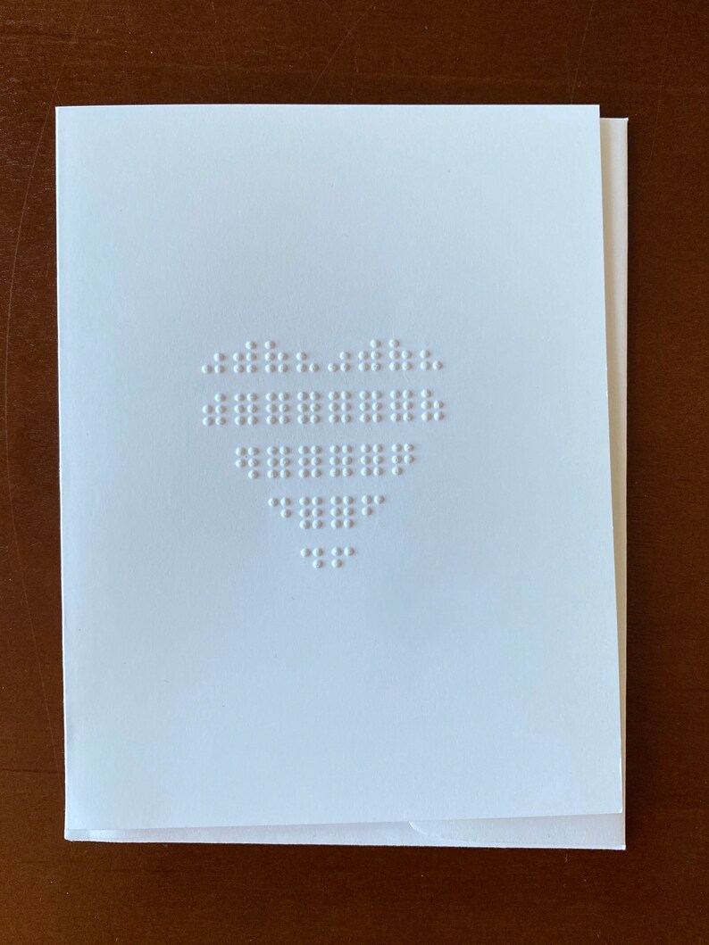 Braille Heart Greeting Card, White or Brown - Etsy