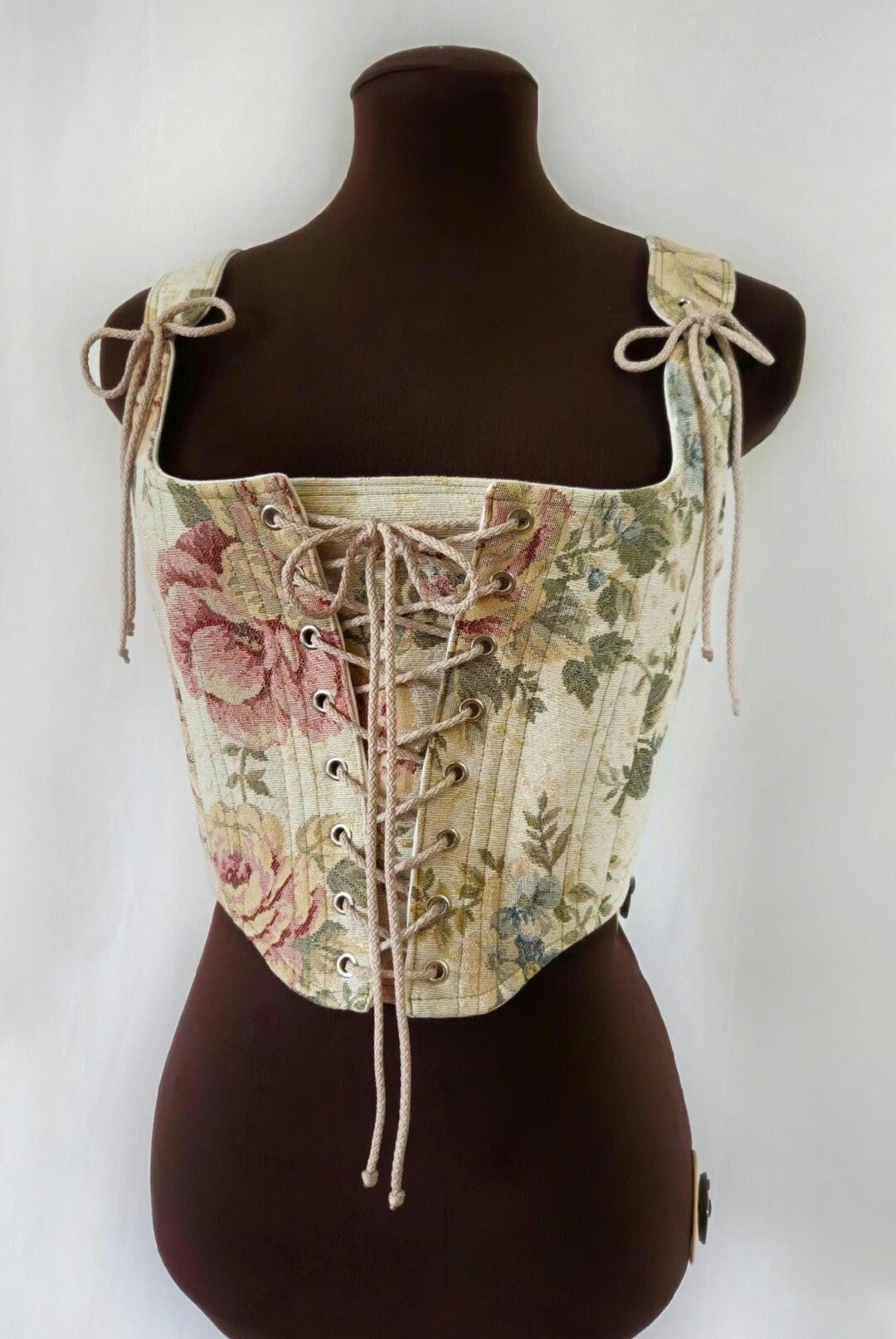 Renaissance Floral Corset Top, Vintage Style Regency Stays, Cottagecore ...