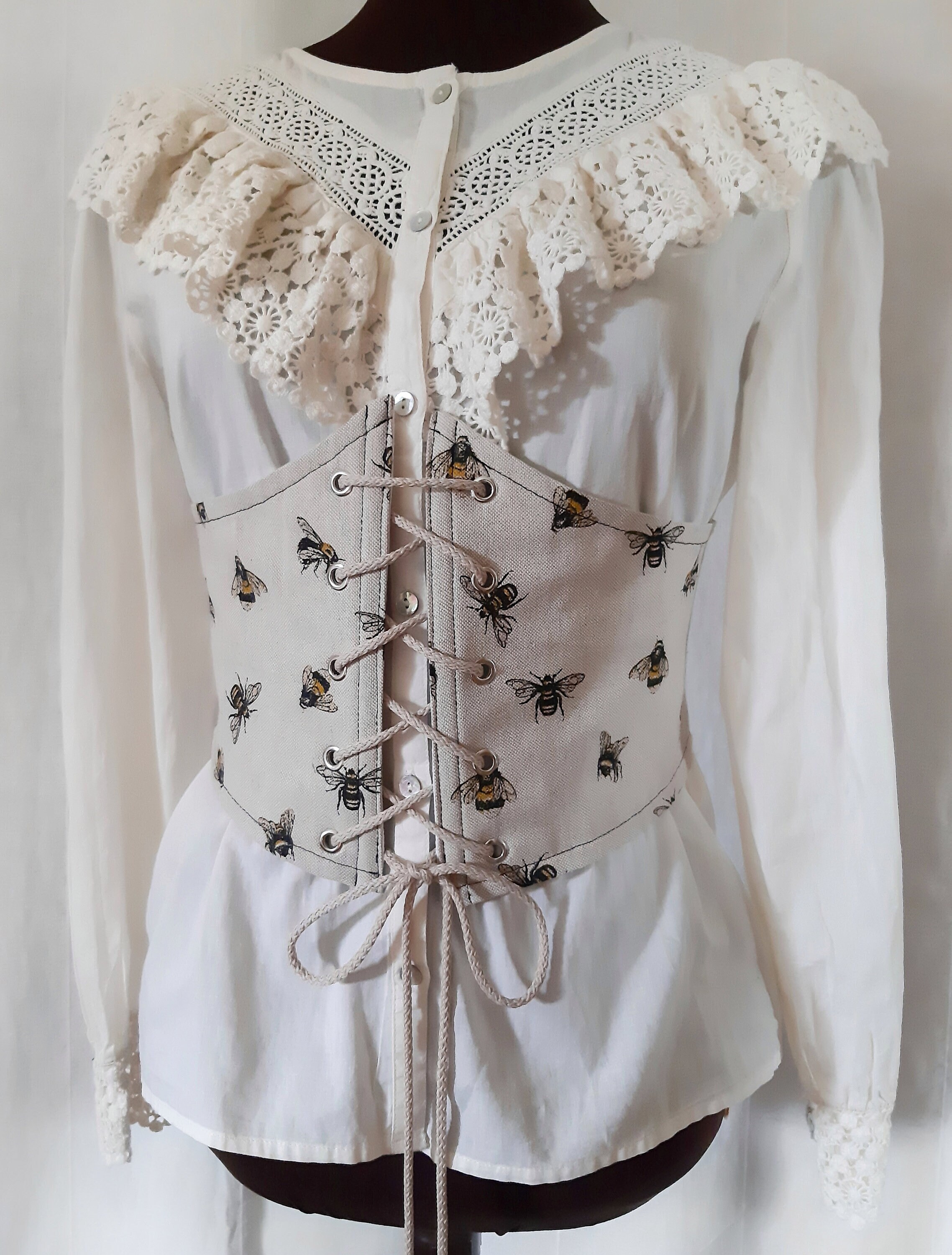 Bees Corset Belt, Renaissance Corset Belt, Victorian Corset, Underbust ...