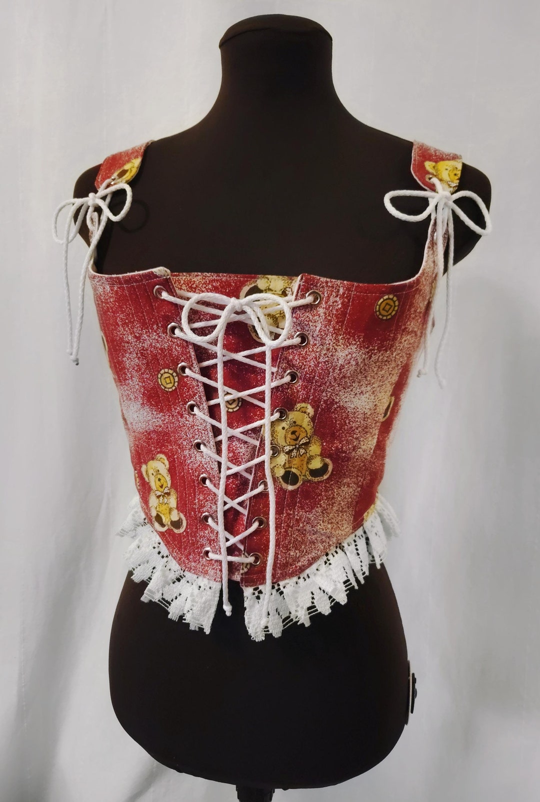 Teddy Bear Vintage Stays With Lace, Corset Top, Renaissance Corset ...