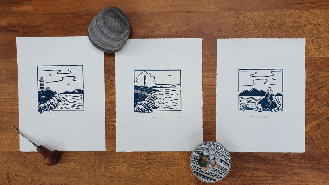 Collection of Three Dark Teal Lighthouse Themed Handmade - Etsy