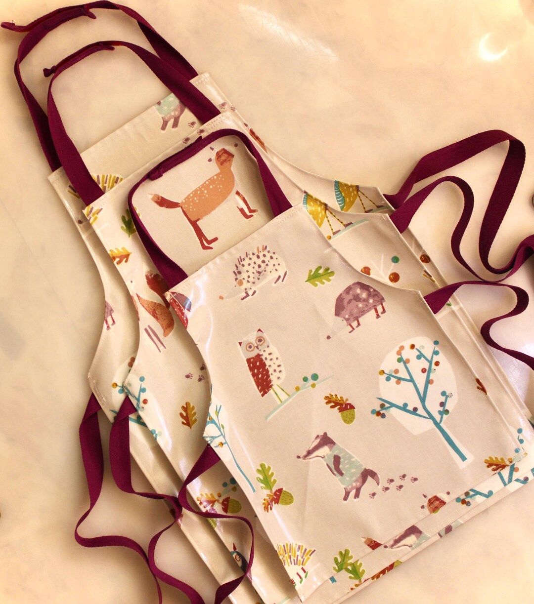 Childs Kids Oilcloth PVC Apron Adjustable Neck With VELCRO® Brand ...