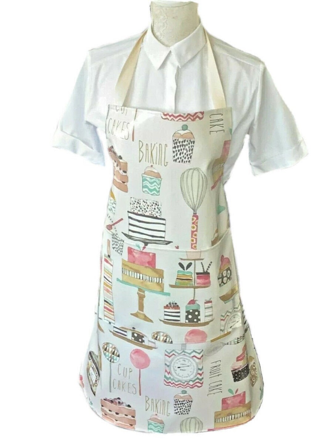 Apron Adult & Large Adult, Wipe Clean,cupcake Baking Design,with Pocket ...