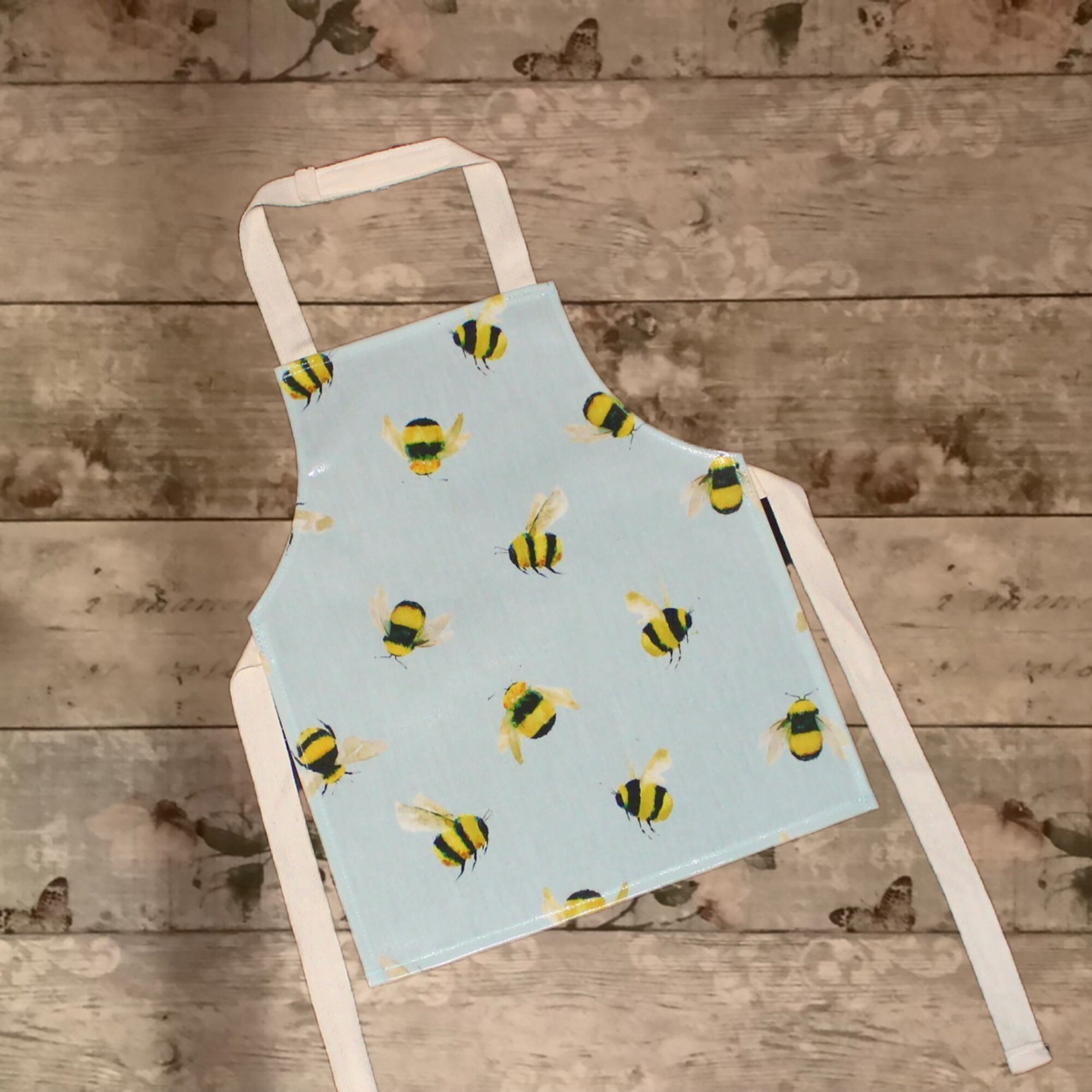 Bees Childs Kids Oilcloth PVC Adjustable Velcro Neck Wipe Clean Apron 3 ...