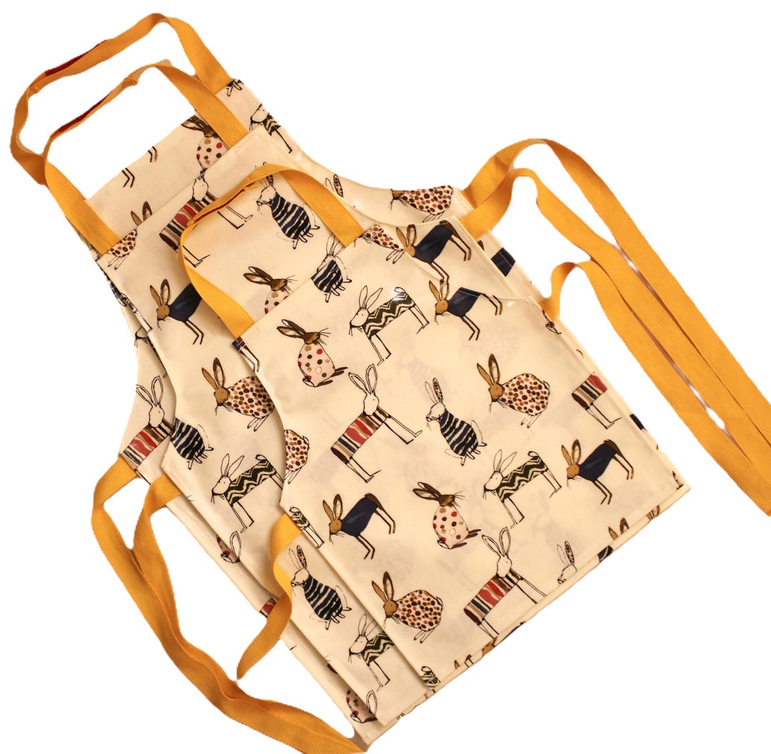 Rabbits Childs Kids Oilcloth PVC Apron With Adjustable Neck With VELCRO ...