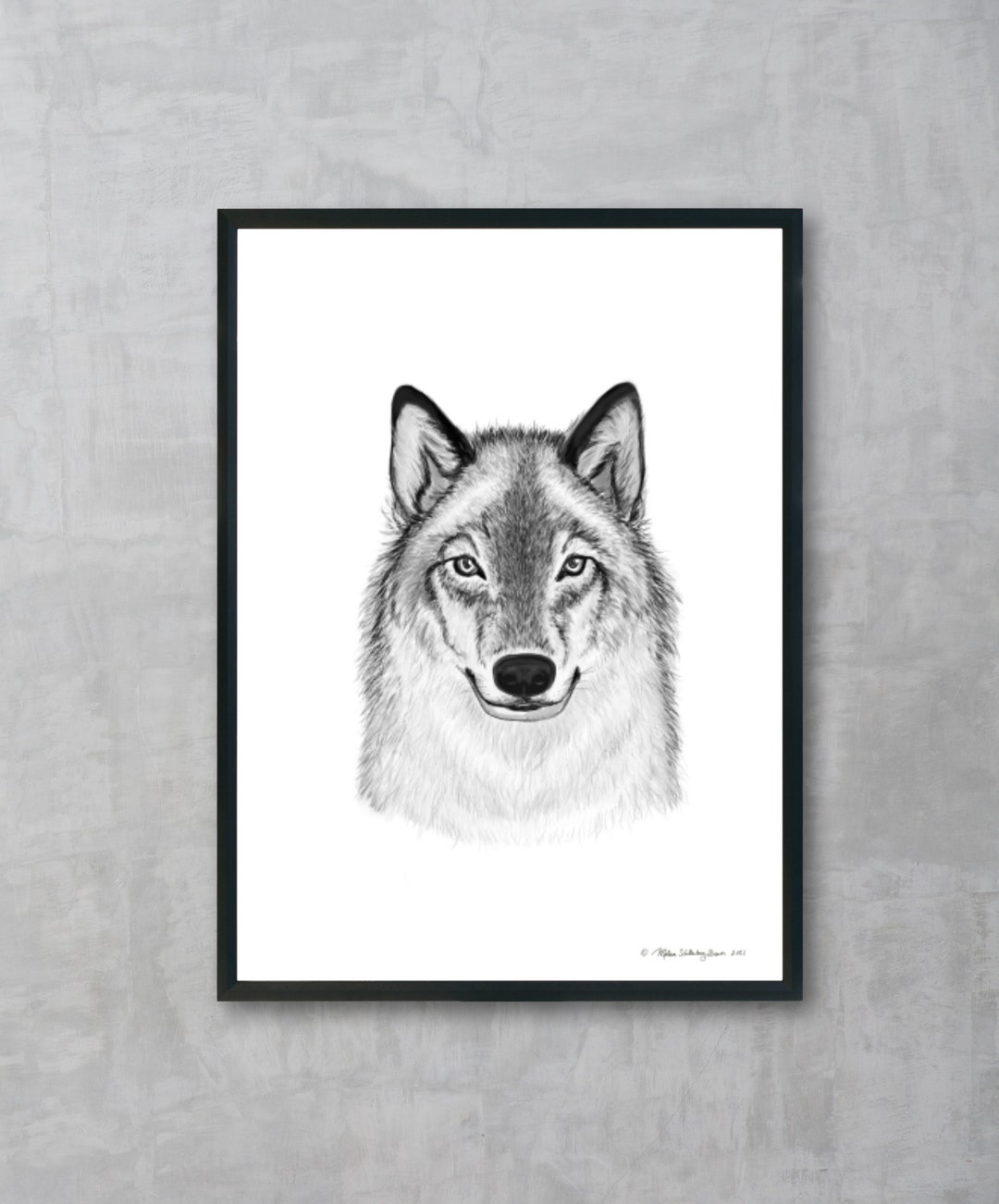 Timber Wolf Painting | Fine Art Print | Unframed | Animals | Black ...