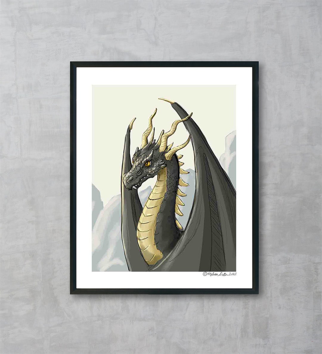 Sirius the Black Dragon Fine Art Print | Unframed | Dragon Fine Art ...