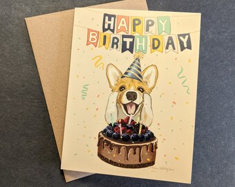 Corgi Birthday Card | Etsy