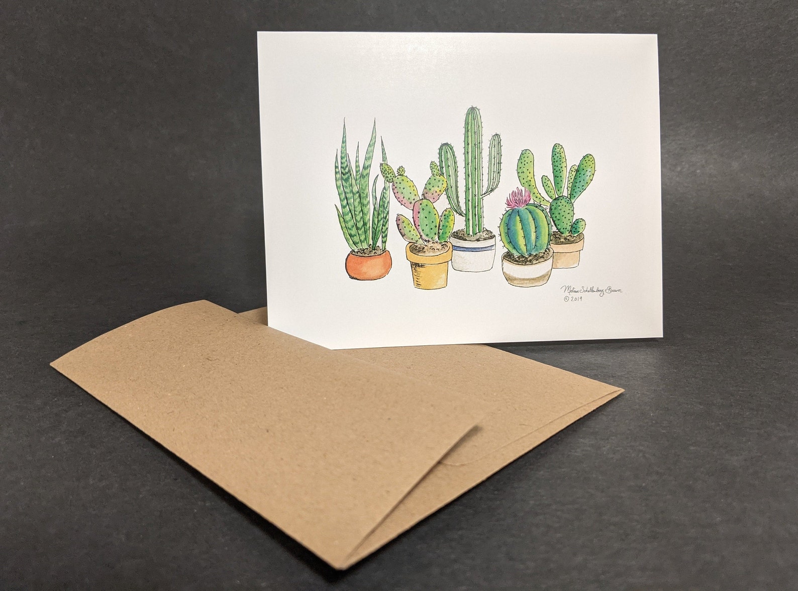 Watercolour Cacti Greeting Card | Design#034 | Size A2 | 4.25" X 5.25 ...