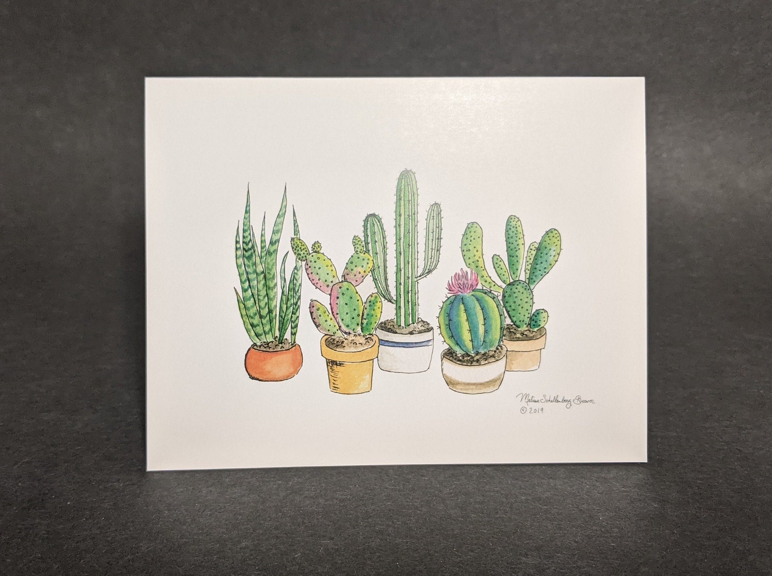 Watercolour Cacti Greeting Card | Design#034 | Size A2 | 4.25" X 5.25 ...