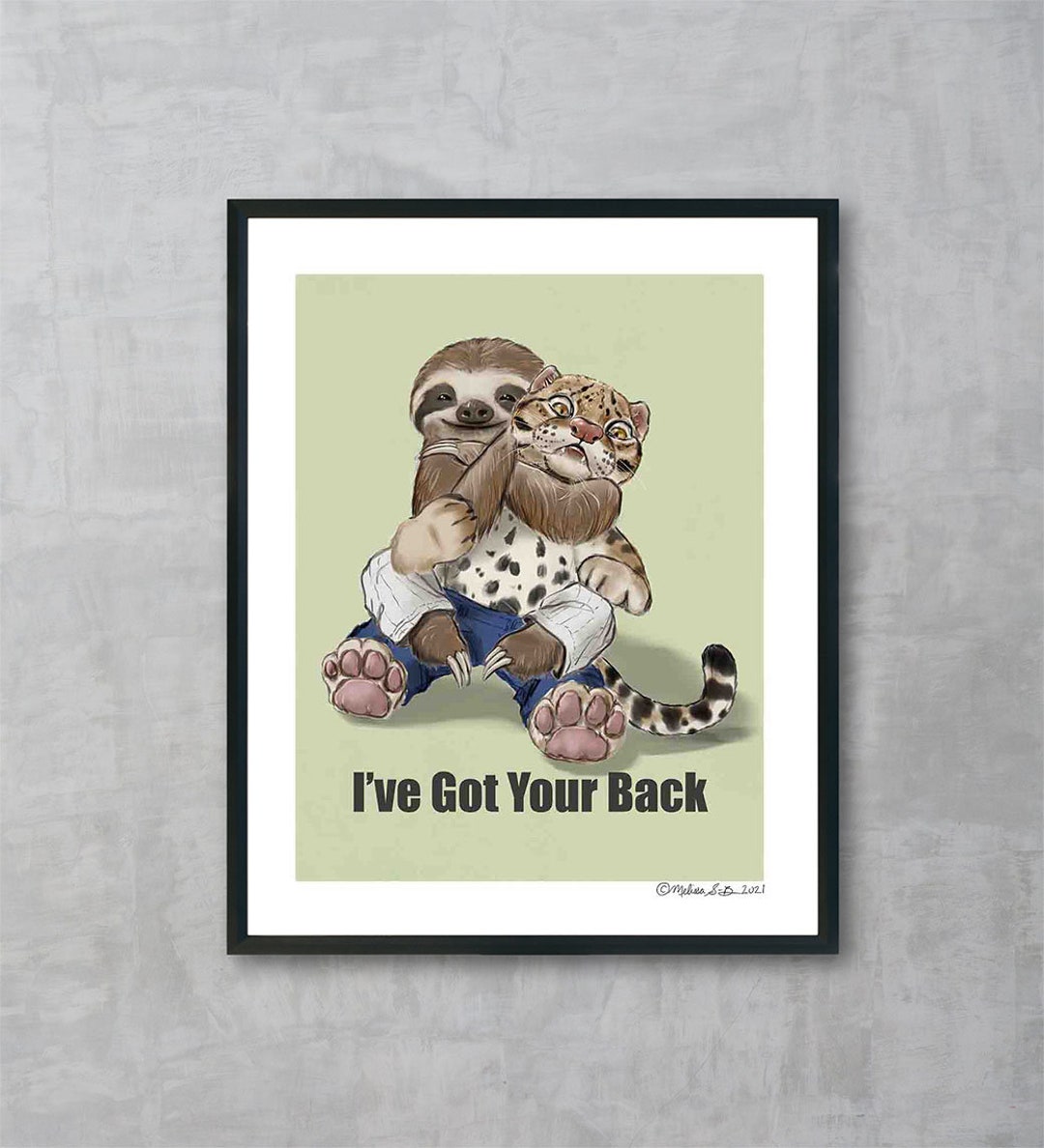 Brazilian Jiu Jitsu (BJJ) Sloth and Ocelot Rear Naked Choke Fine Art ...