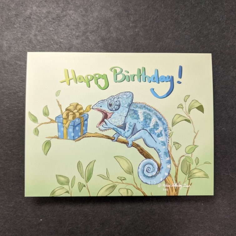 Chameleon Birthday Card Design041 Funny Whimsical | Etsy