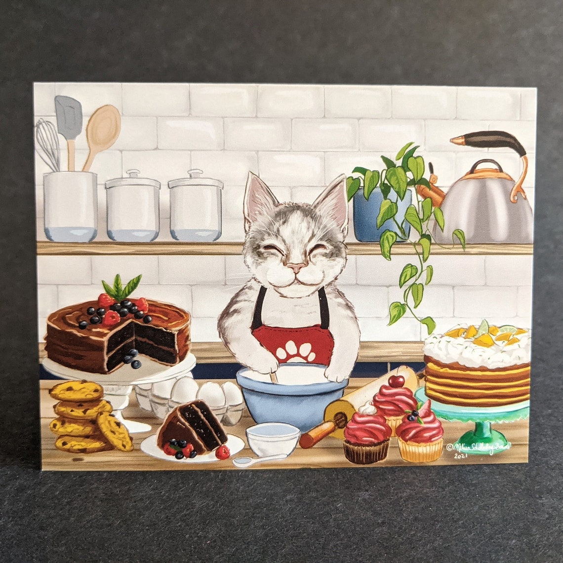 Baker Kitty Card | Design#053 | Birthday | Thank You | Friendship ...