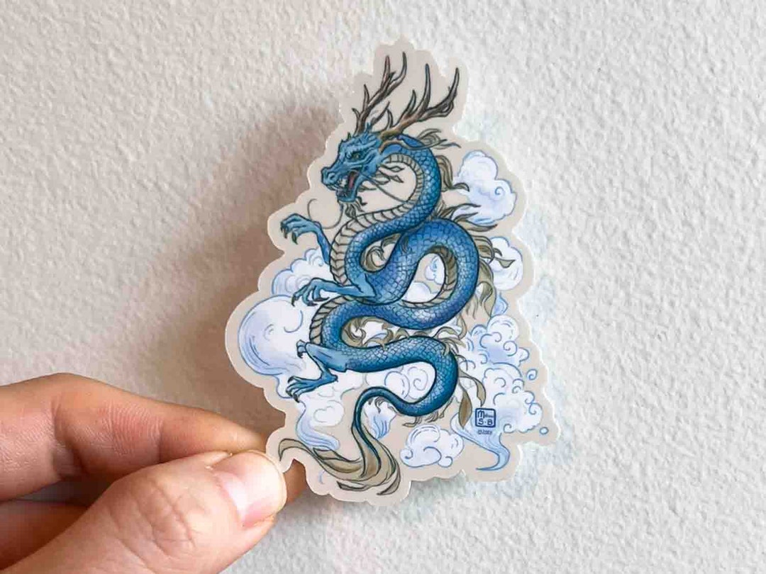 Chinese Blue Dragon Sticker, 3" | Laptop Sticker - Etsy
